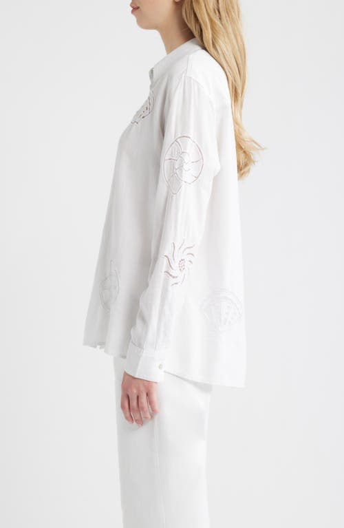 RAILS Rails Charli Linen Blend Button-Up Shirt with Shell Embroidery